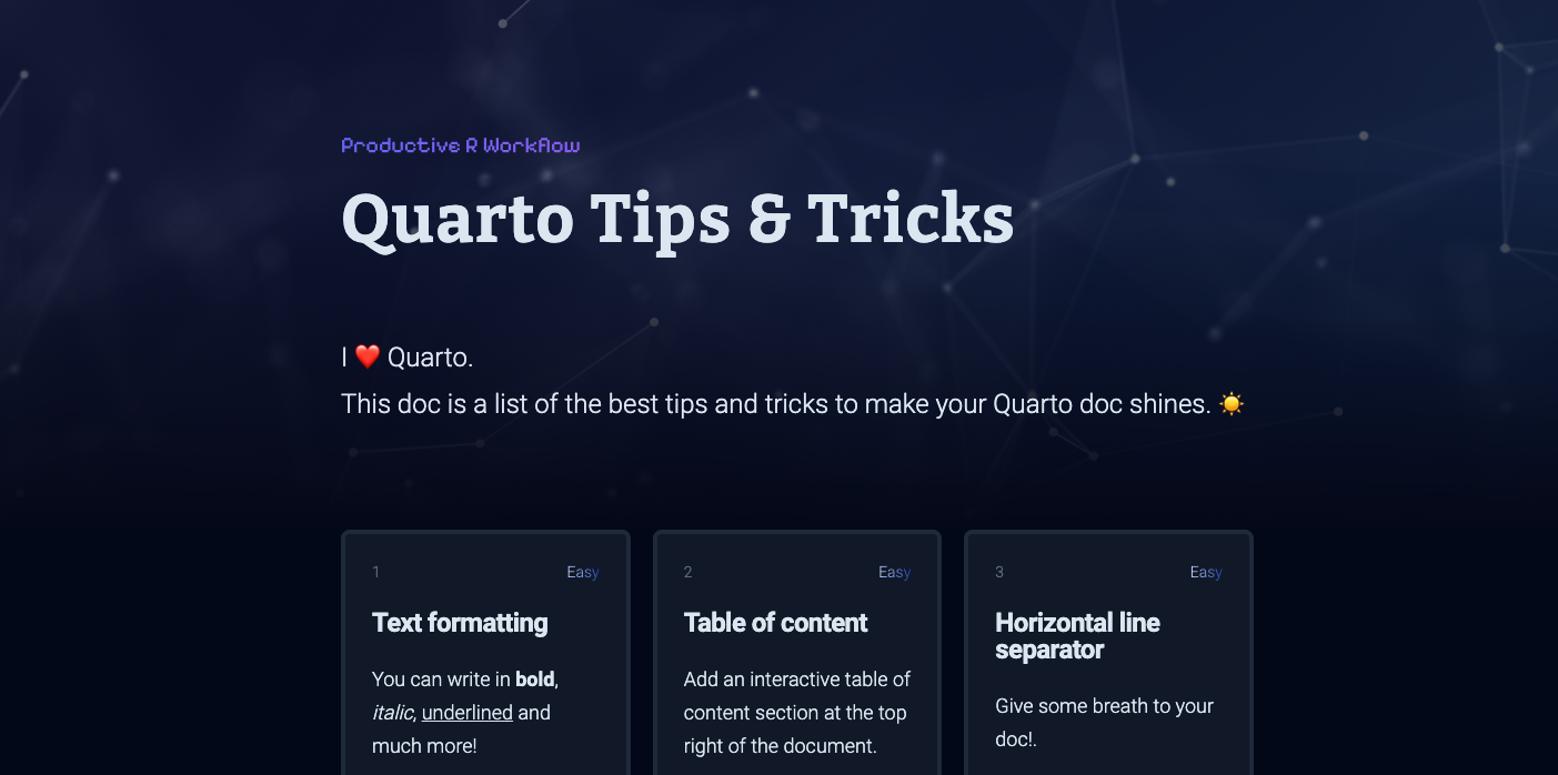 Quarto Tips and Tricks Quarto Tips and Tricks